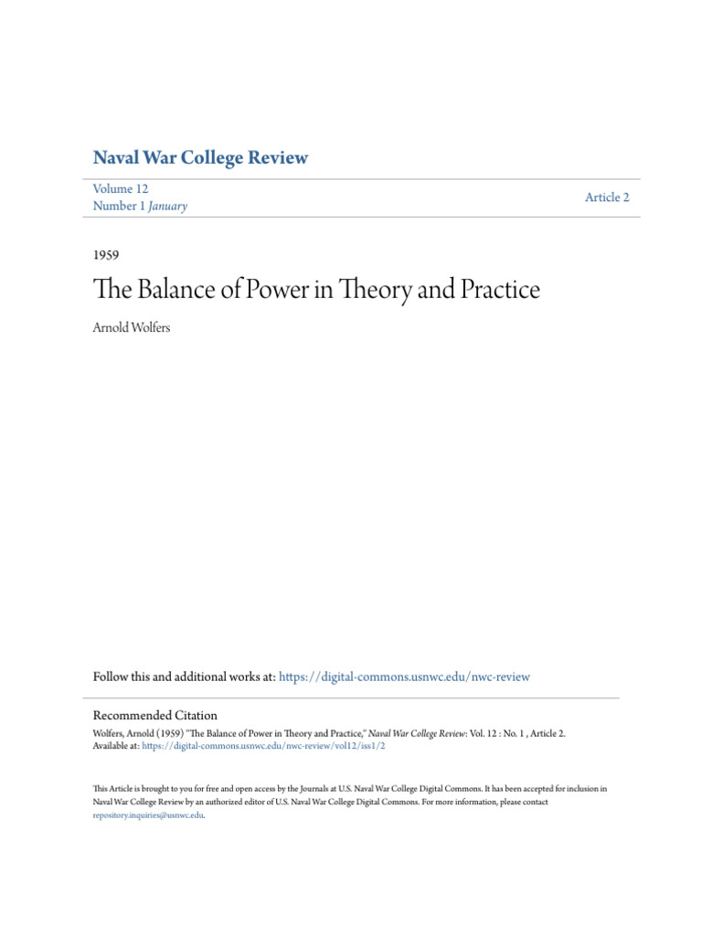 Balance of Power: Theory & Practice | PDF