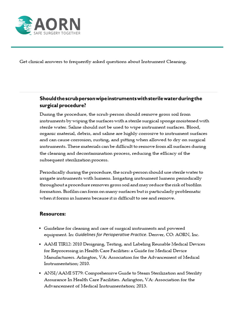 Instrument Cleaning - Association of Perioperative Registered Nurses ...