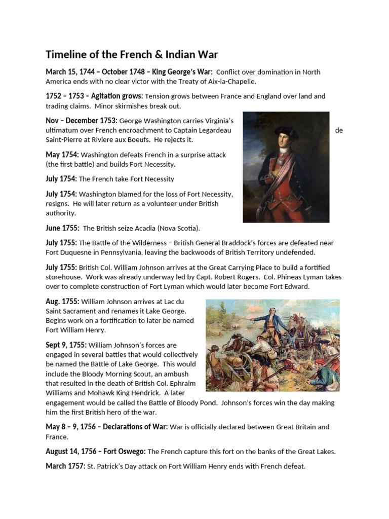 Timeline of The French & Indian War | PDF | 2nd Millennium Conflicts ...