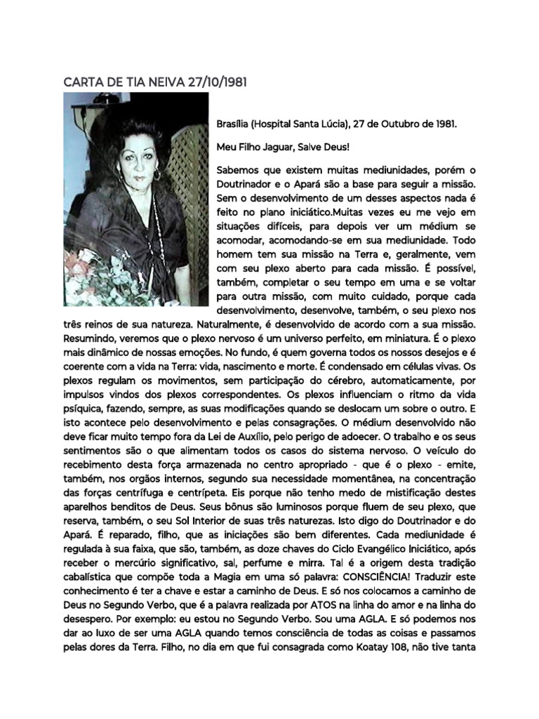 Carta de Tia Neiva (Iniciação) | PDF | Esquizofrenia | Cabala