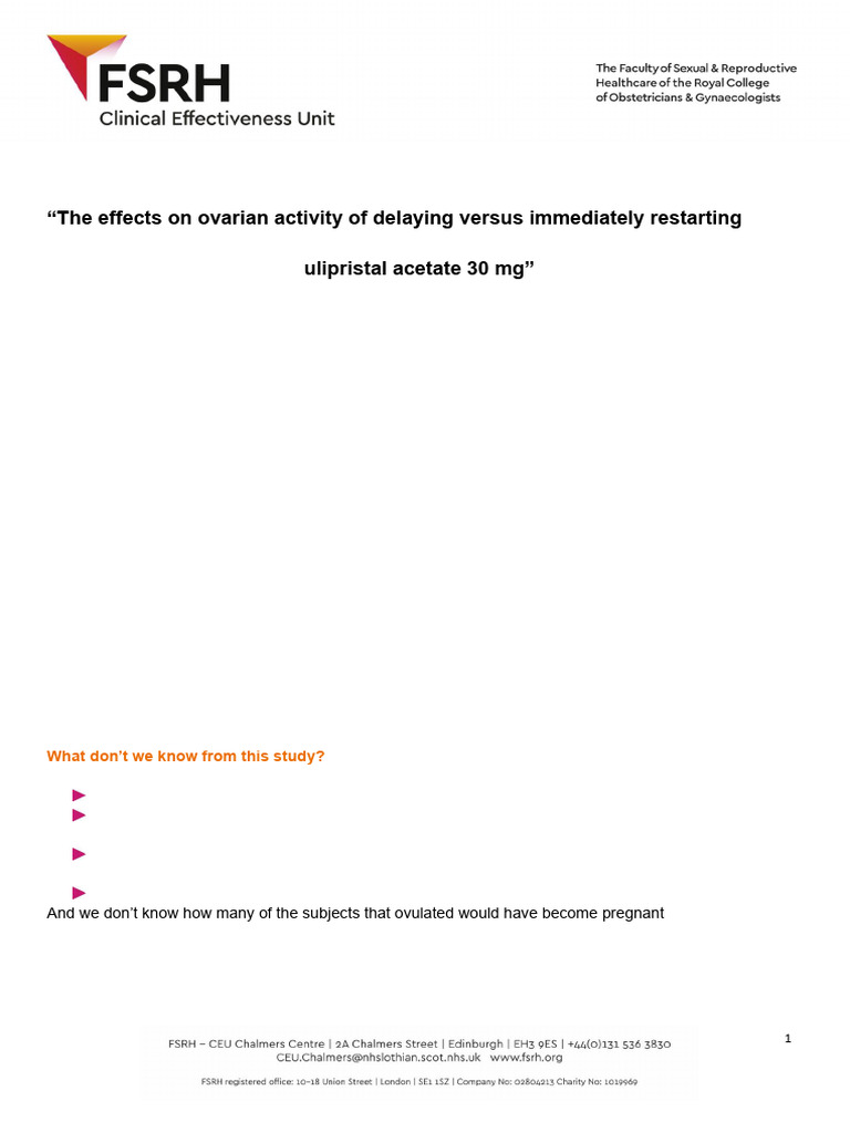 FSRH Ceu Statement Upa Coc Restart November 2020 | PDF | Combined Oral ...