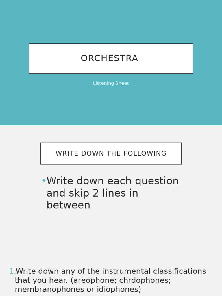 Orchestra Instrument Classification Guide | PDF