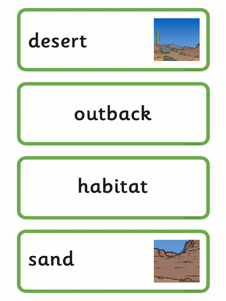 Australian Desert Habitat Word Cards | PDF