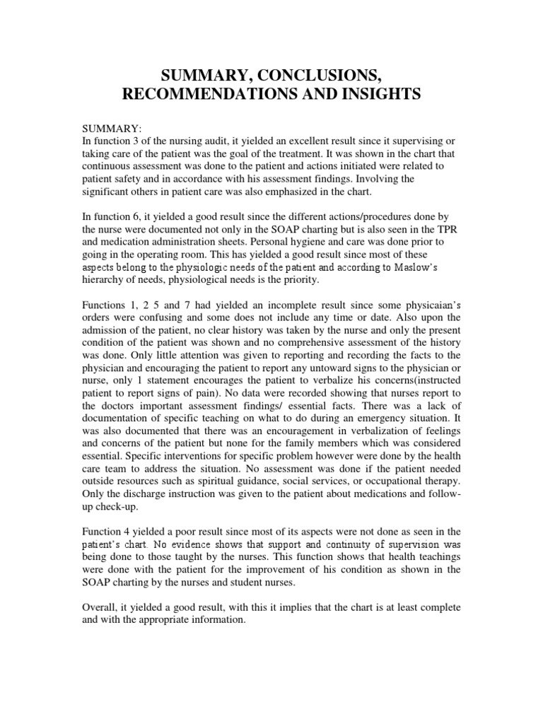 Summary, Conclusions, Recommendations and Insights | Download Free PDF ...