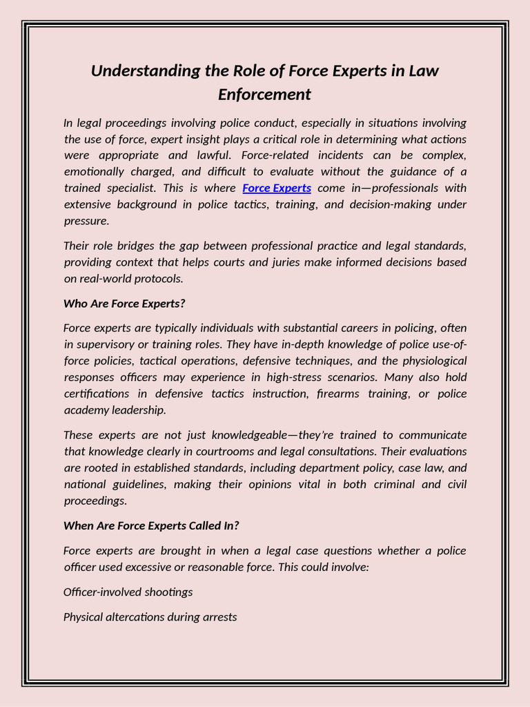 Understanding The Role of Force Experts in Law Enforcement | PDF ...