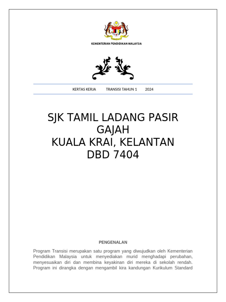 KERTAS KERJA TRANSISI TAHUN 1 2024 | PDF