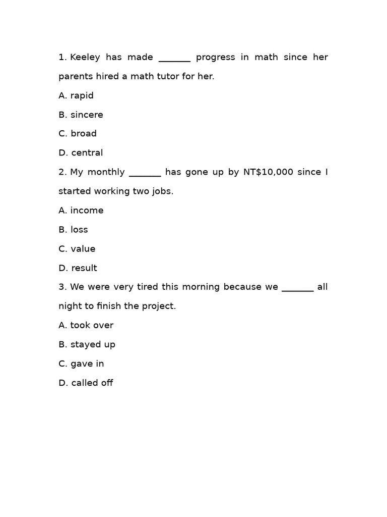 Math and English Practice Exercises | PDF
