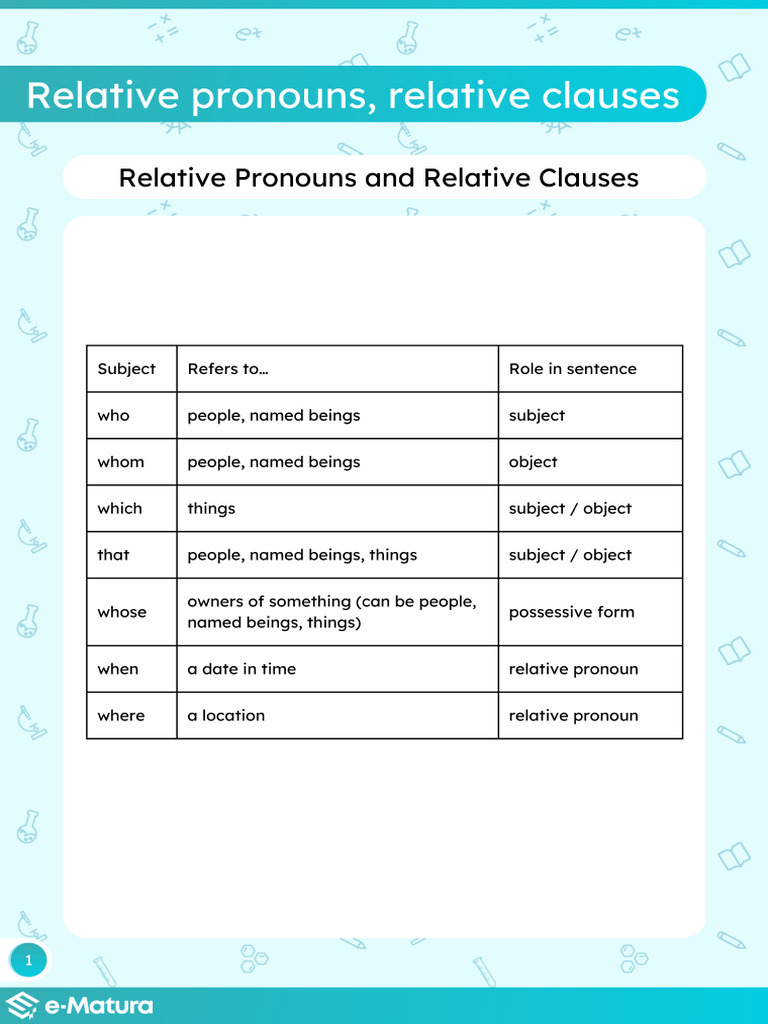 Relative Pronouns Relative Clauses Jegyzet | PDF