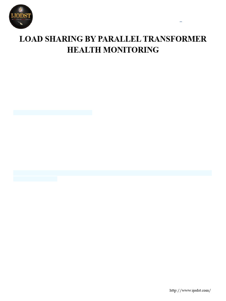 Load Sharing by Parallel Transformer Health Monitoring | PDF | Internet ...