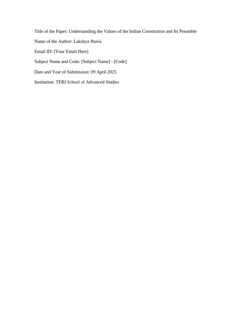 Understanding Values Indian Constitution TERISAS | PDF | Justice ...
