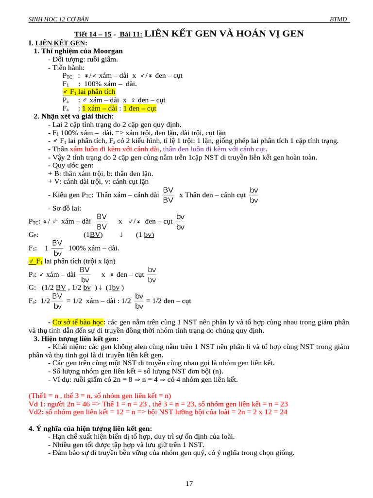 Bai Hoc - Bai 11 - Di Truyen LKG | PDF