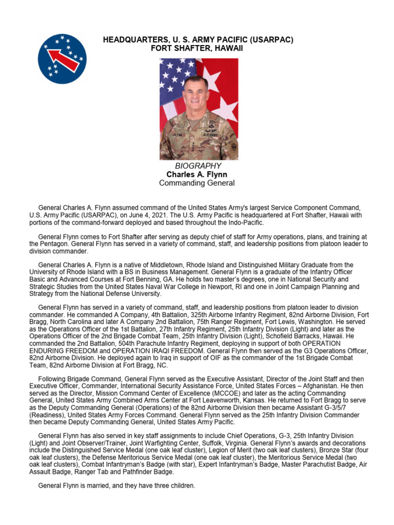 General Charles A. Flynn Biography | PDF | 82nd Airborne Division ...