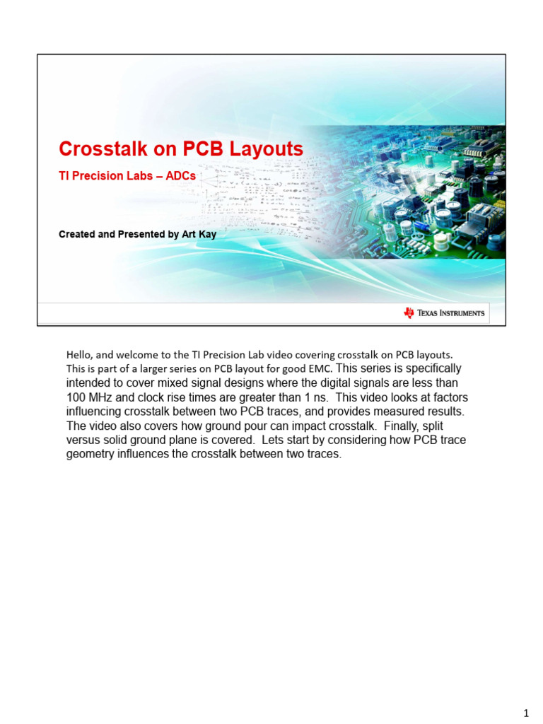 Crosstalk On PCB Layouts Presentation Quiz | PDF | Printed Circuit ...