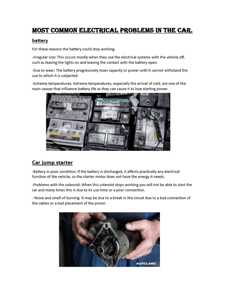 Most Common Electrical Problems in The Car | PDF