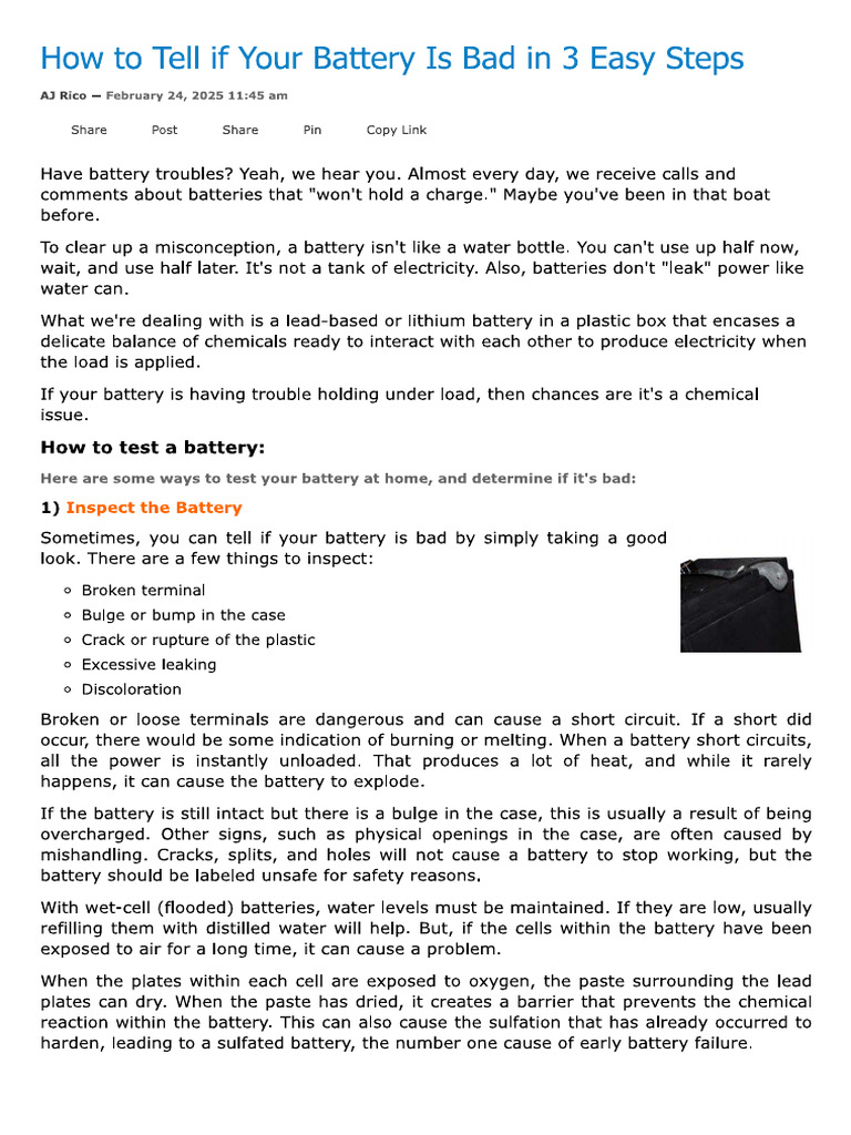 How To Tell If Your Battery Is Bad in 3 Easy Steps | PDF