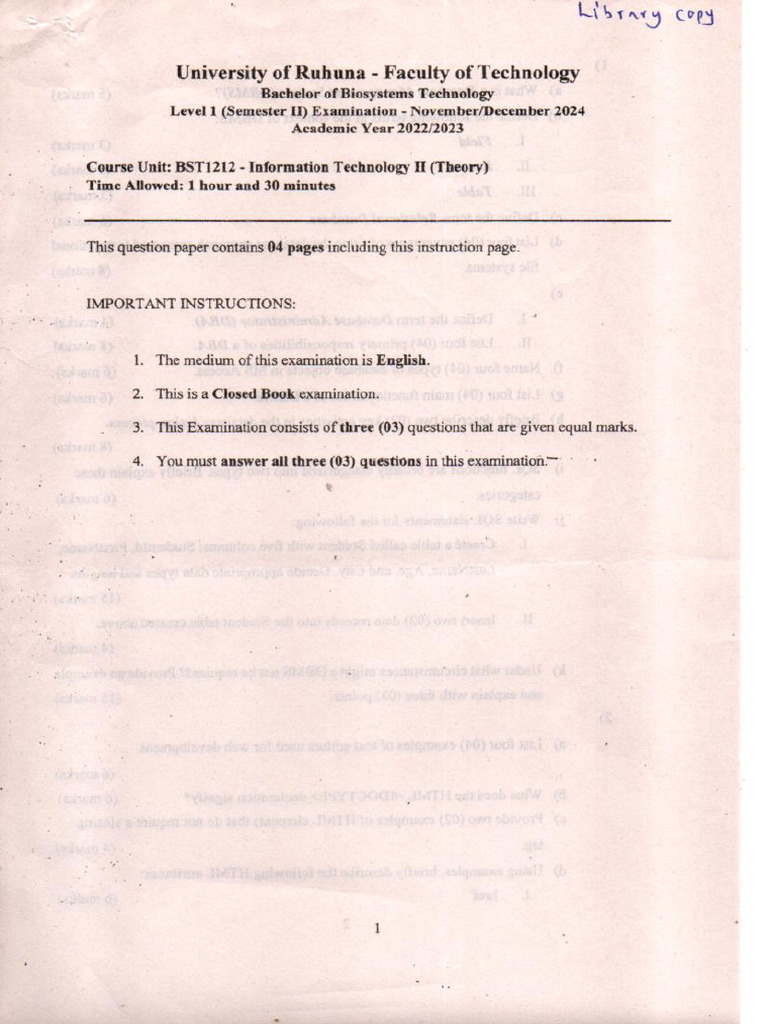 BST1212 - Information Technology II | PDF