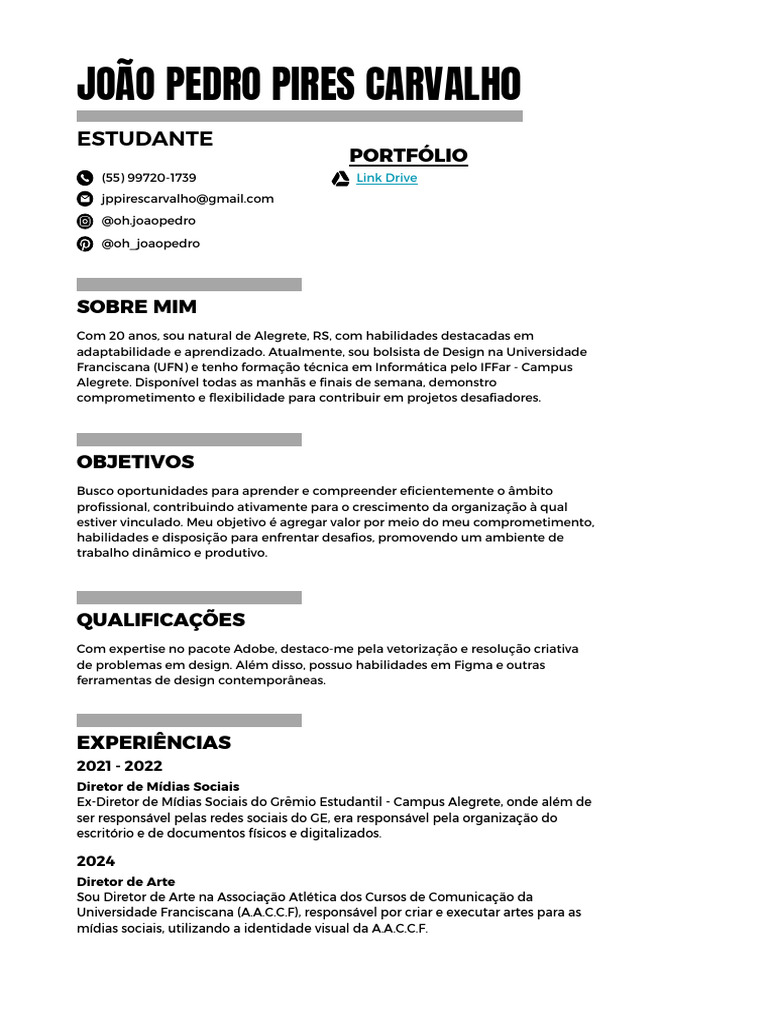 João Carvalho - Currículo 2024 | PDF