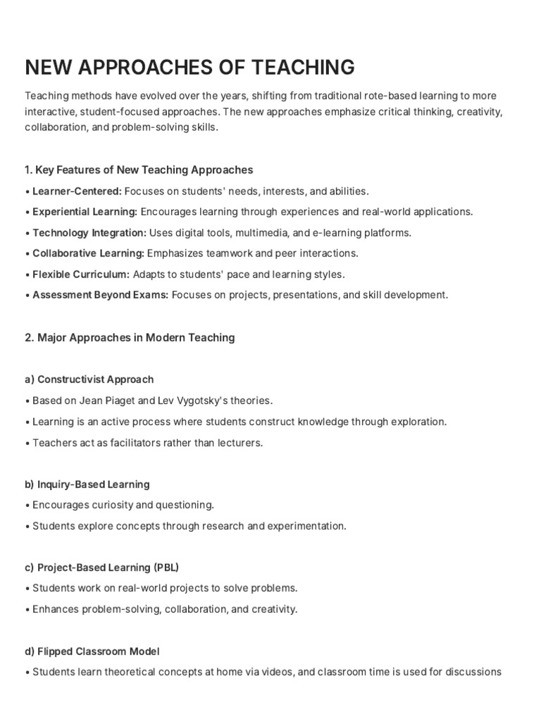 New Approaches of Teaching | PDF | Learning | Educational Technology