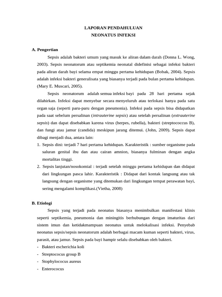 Sepsis Neonatorum: Penyebab dan Gejala | PDF