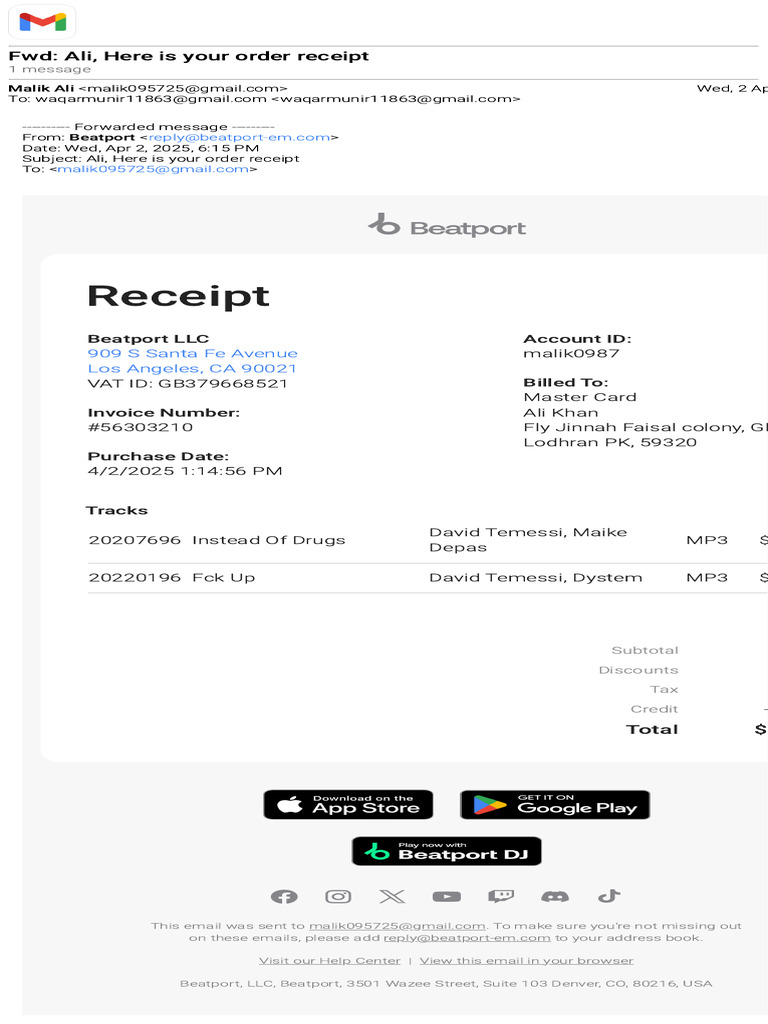 Gmail - FWD - Ali, Here Is Your Order Receipt | PDF