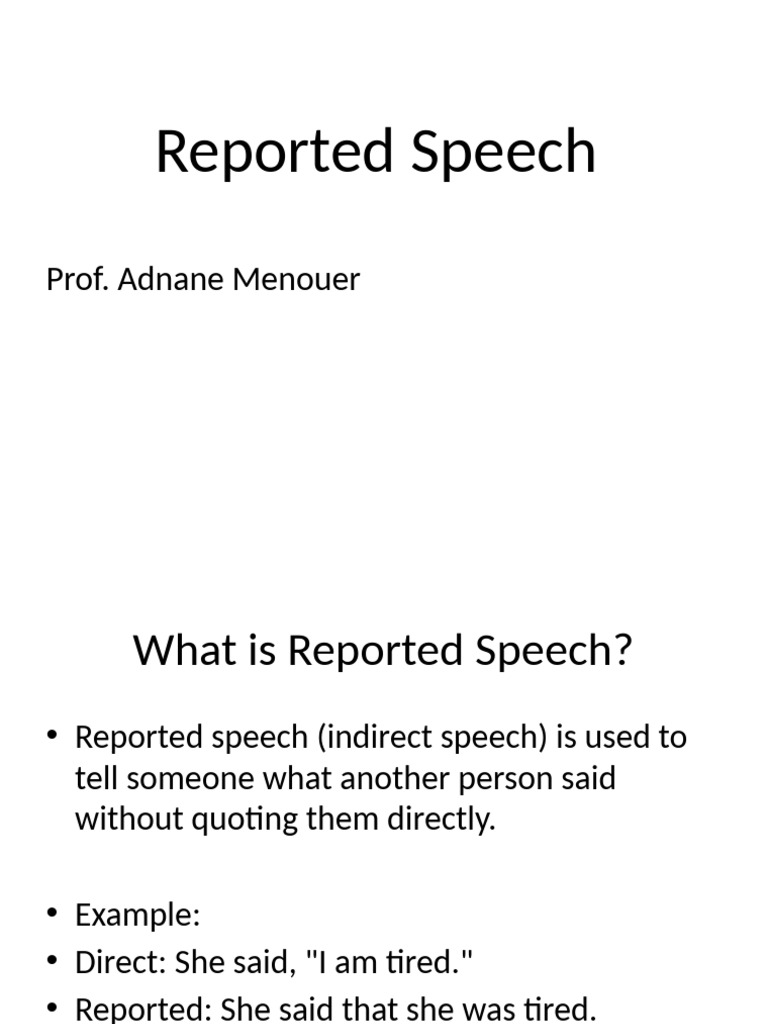 Reported Speech Lesson | PDF