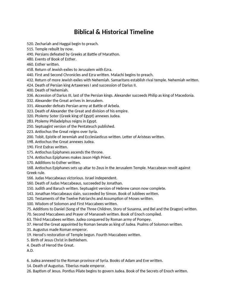 Biblical Historical Timeline Overview | PDF | Paul The Apostle | John ...