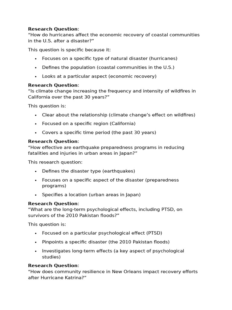 Research Question Worksheet | PDF | Natural Disasters | Emergency ...