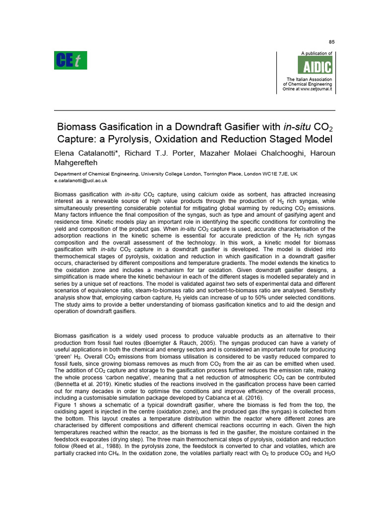 Biomass Gasification Model, Catalanotti 2020 | PDF | Gasification ...
