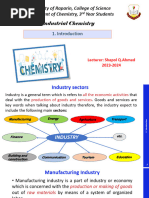 Lecture 1 Introduction To Industrial Chemistry | PDF | Chemical ...