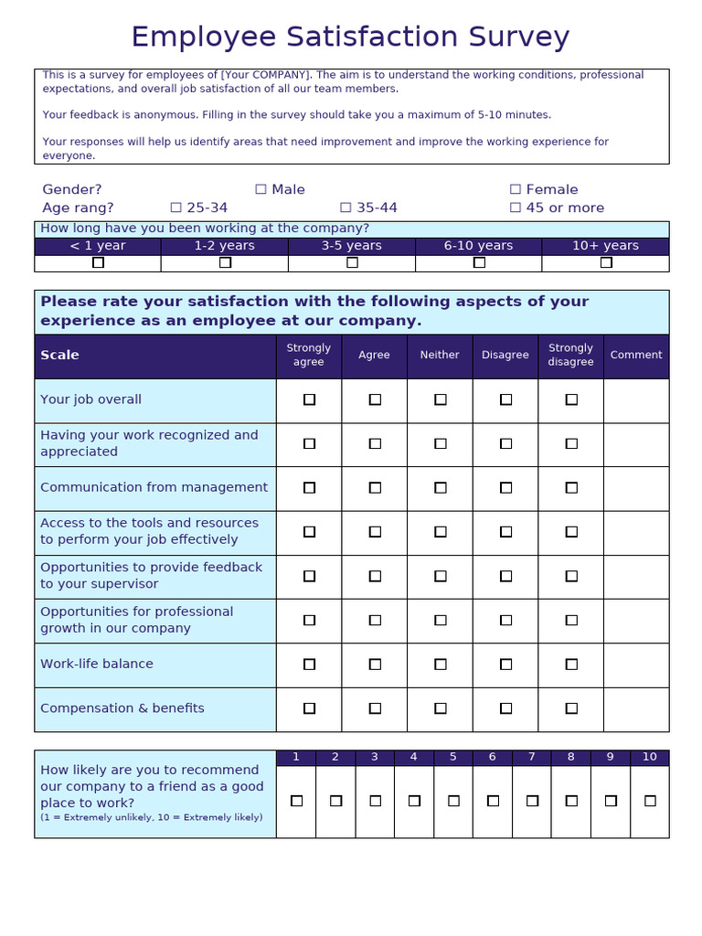 Employee Satisfaction Survey Overview | PDF