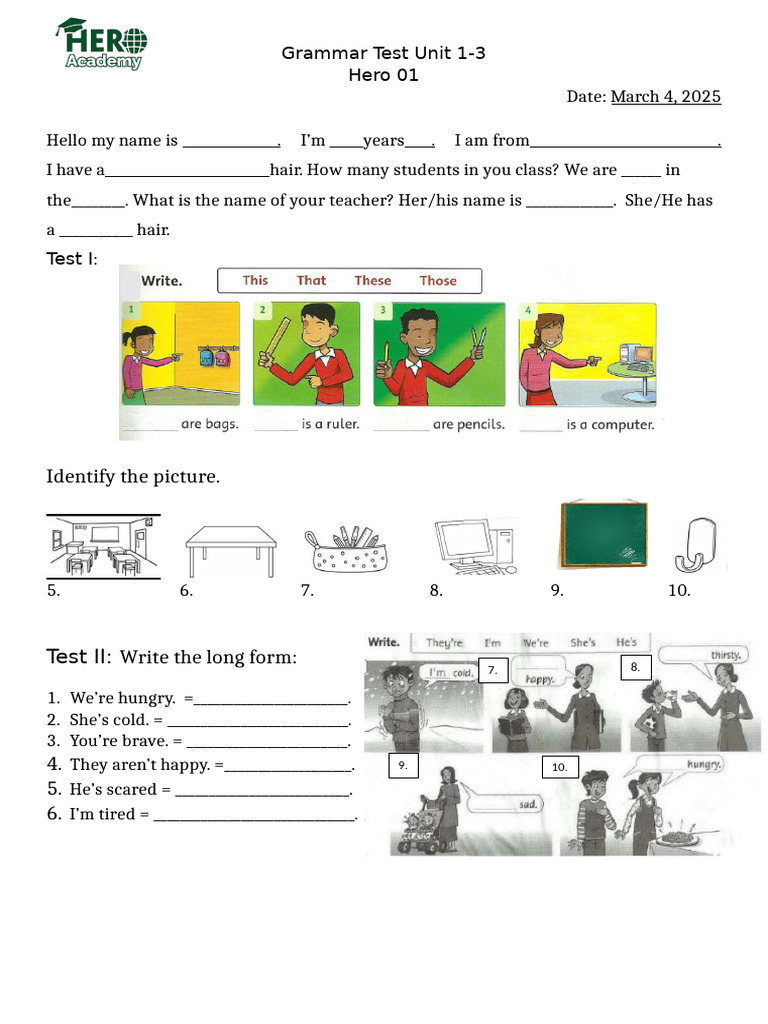 Unit 1 Grammar Test Overview | PDF