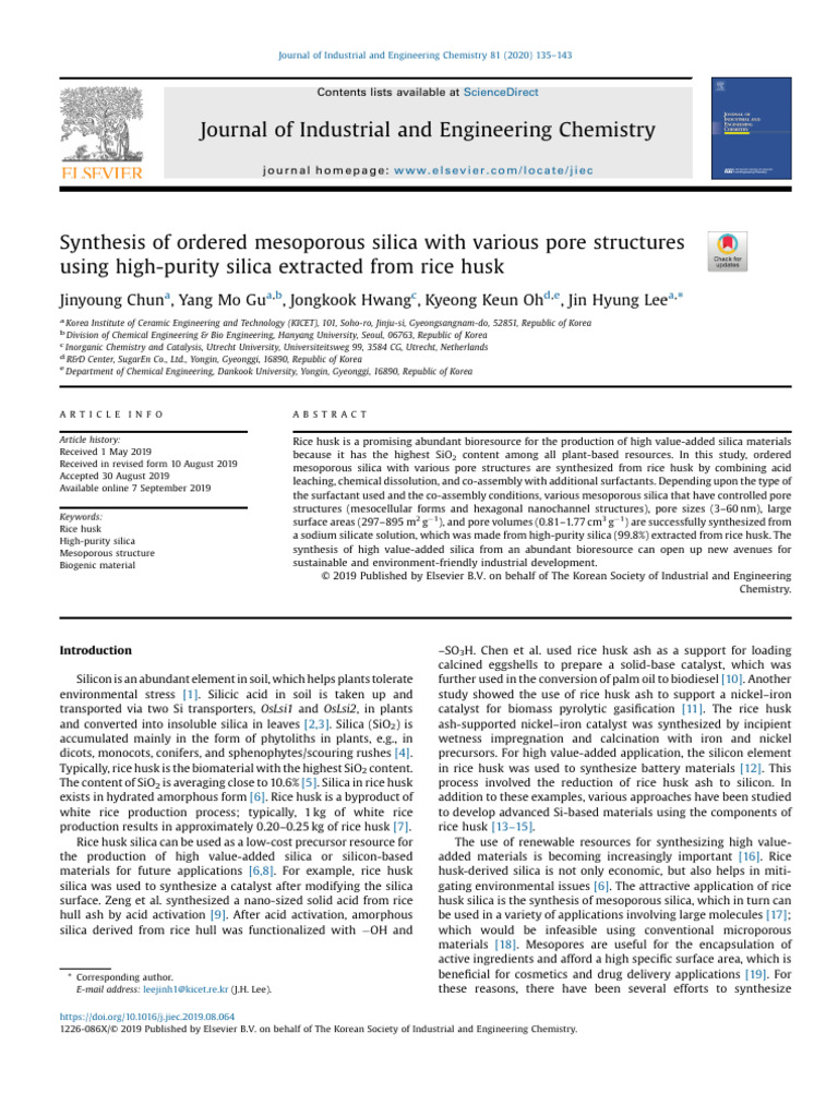 Synthesis of Ordered Mesoporous Silica With Various Pore Structures ...