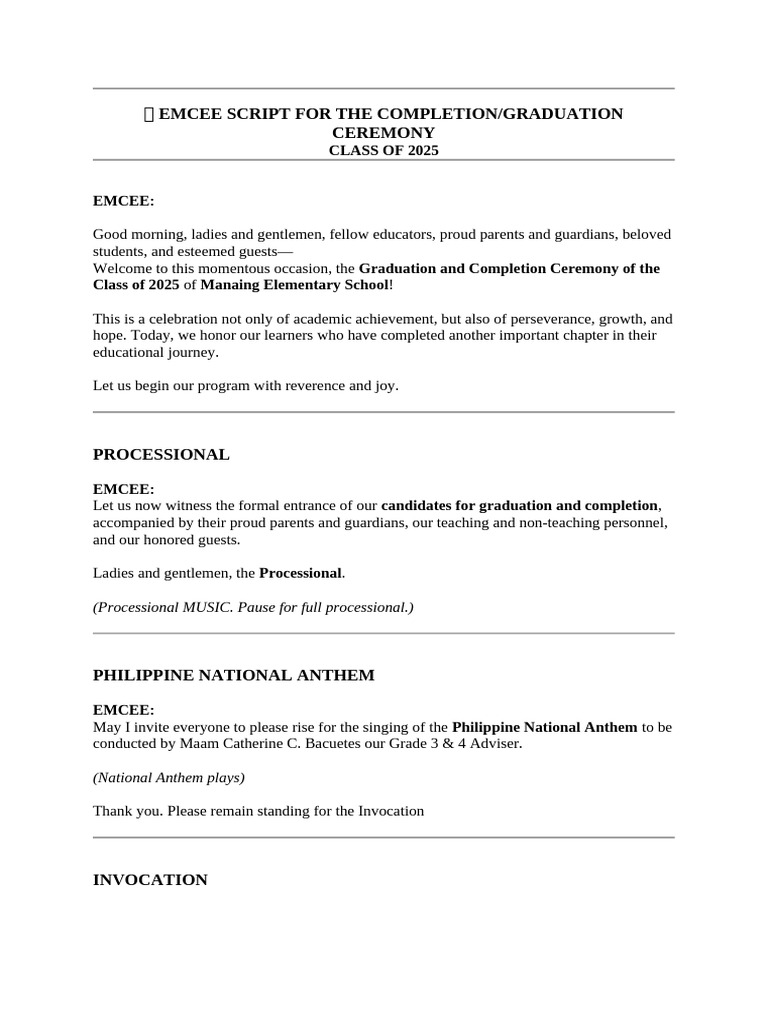 -EMCEE-SCRIPT-FOR-THE-Graduation | PDF