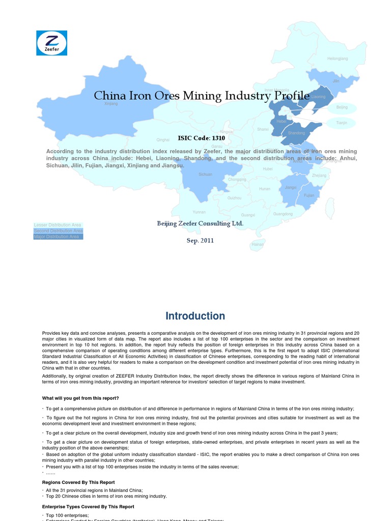China Iron Ores Mining Industry Profile Isic1310 | PDF | China | World ...