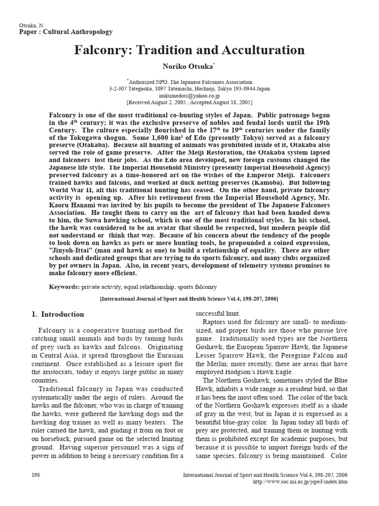 Falconry in Japan: Tradition and Change | PDF | Falconry | Birds