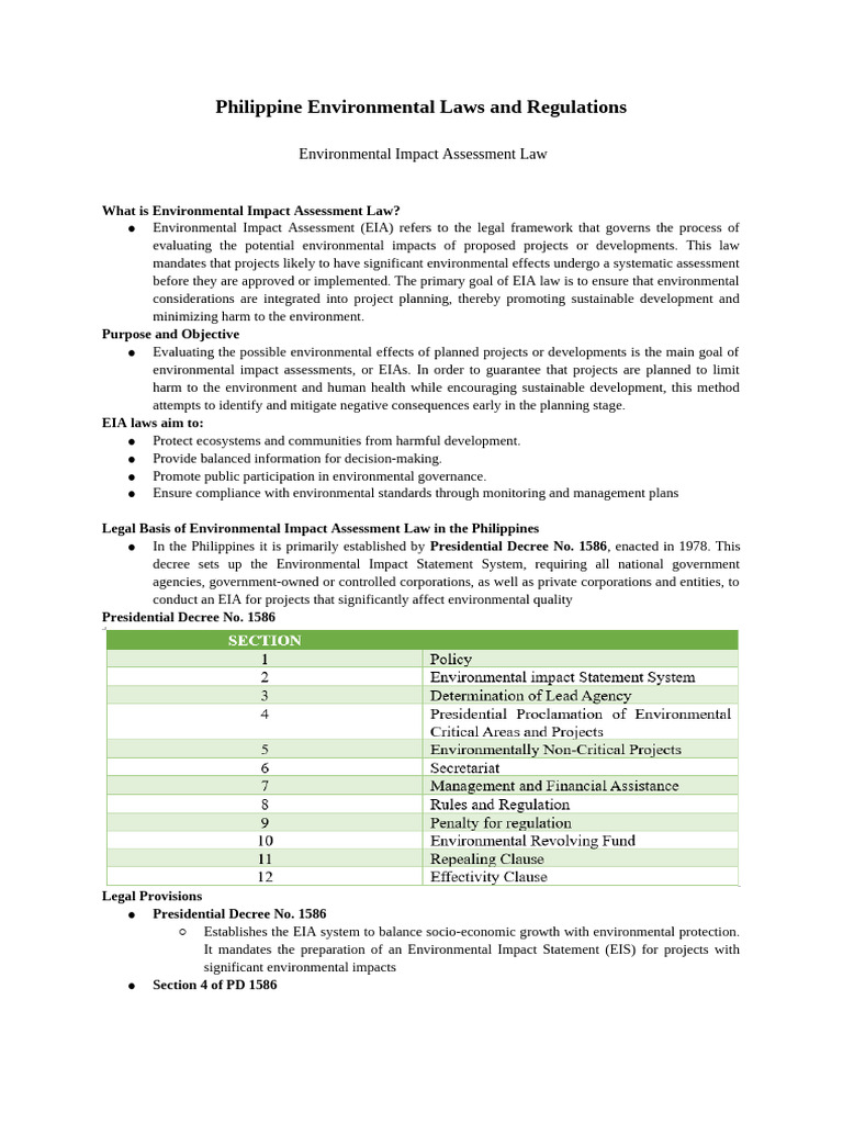 Philippine Environmental Laws and Regulations | PDF | Environmental ...