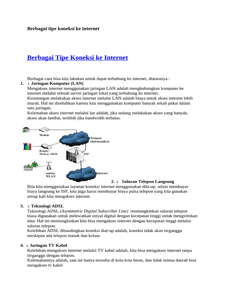 Tipe Koneksi Internet dan Keuntungannya | PDF
