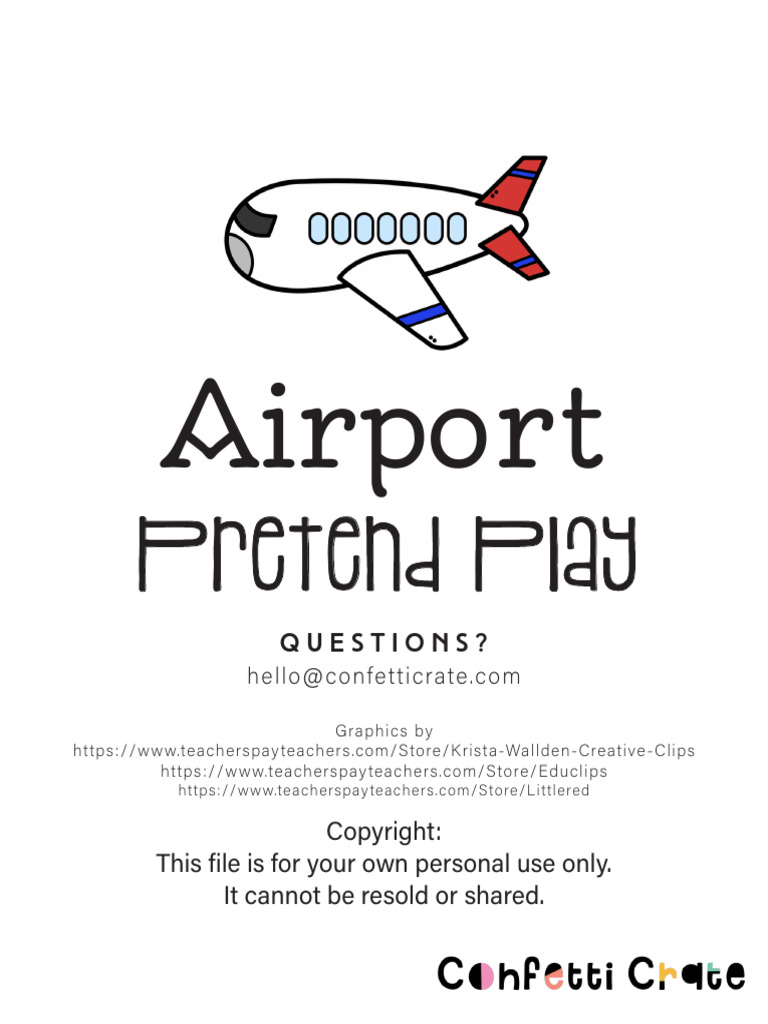 Airport Pretend Play by Confetti Crate | PDF | Menu | Aviation