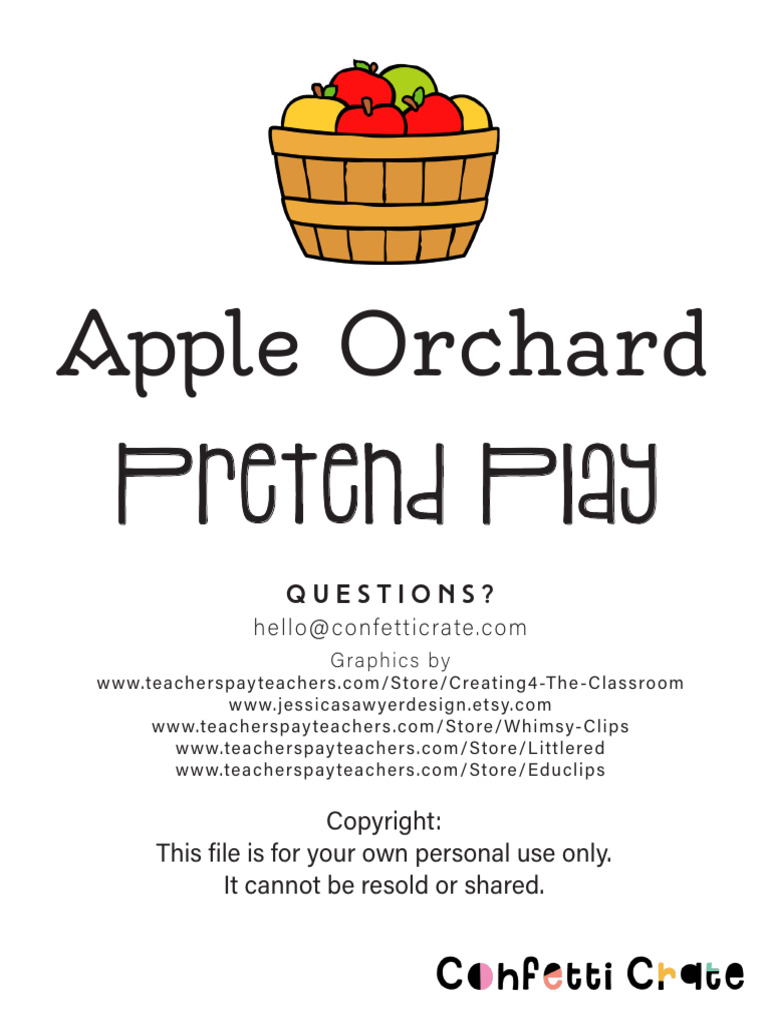 Apple Orchard Pretend Play From Confetti Crate | PDF