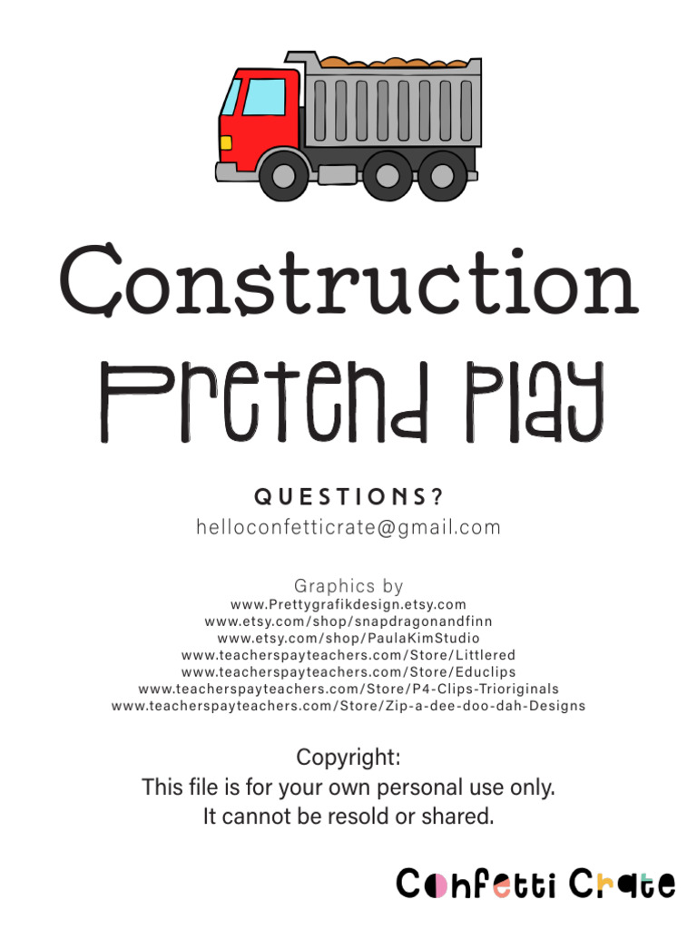 Construction Pretend Play by Confetti Crate | PDF
