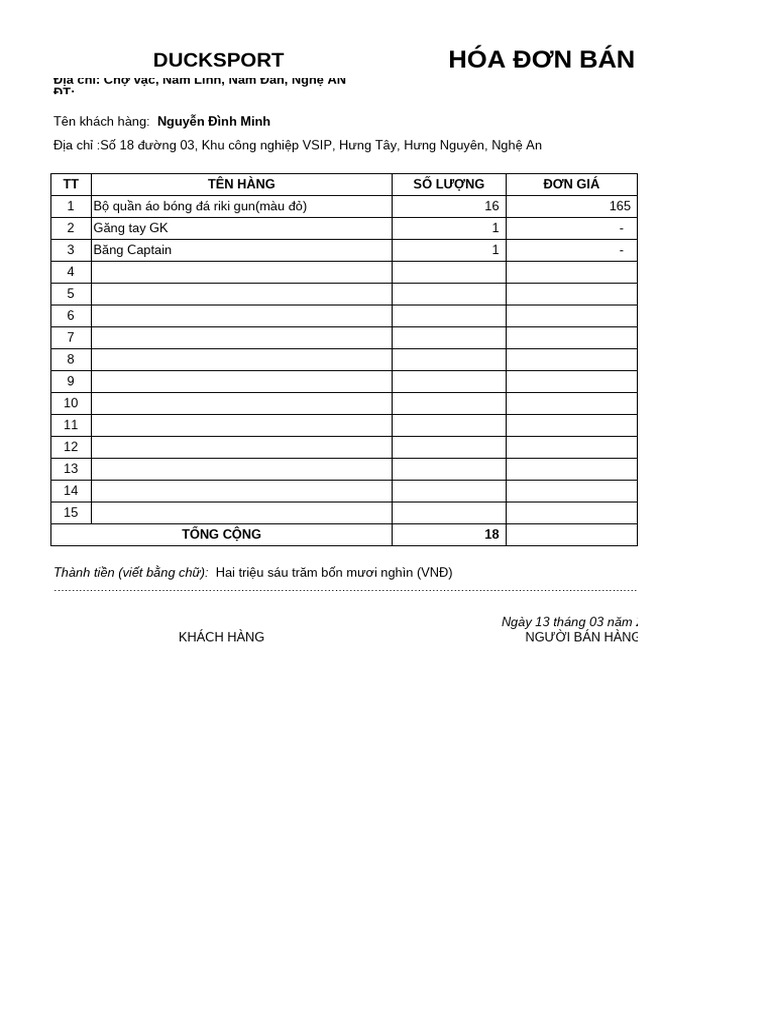 Hoa Don Ban Hang | PDF