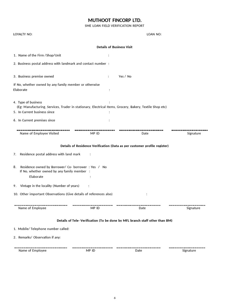 Field Verification Form | PDF