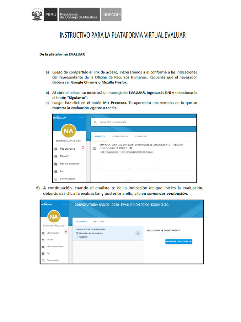 INSTRUCTIVO PLATAFORMA EVALUAR 2024 (1) | PDF