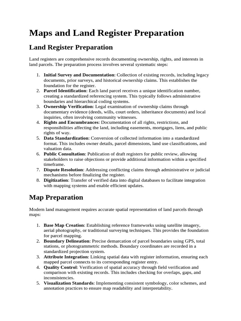 Maps and Land Register Preparation | PDF | Surveying | Computing