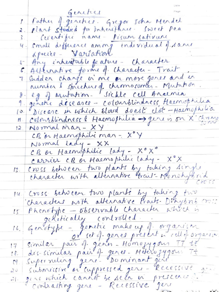 GENETICS NOTES | PDF