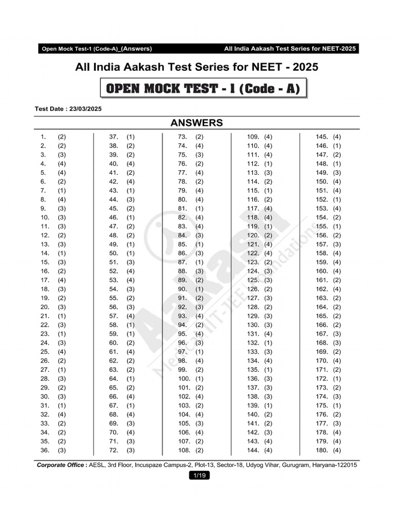 AIATS-2026 (OYM)_MT-1 Code-A&B_(23-03-2025)_Sol-Copy | PDF