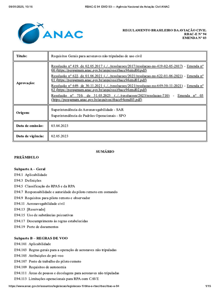 RBAC-E 94 EMD 03 — Agência Nacional de Aviação Civil ANAC | PDF