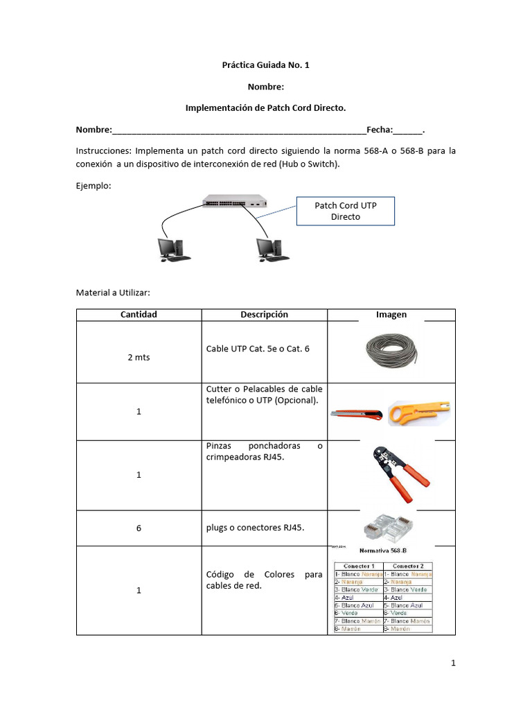 Práctica Guiada Cableado Estructurado | PDF | Equipo | Equipo de telecomunicaciones