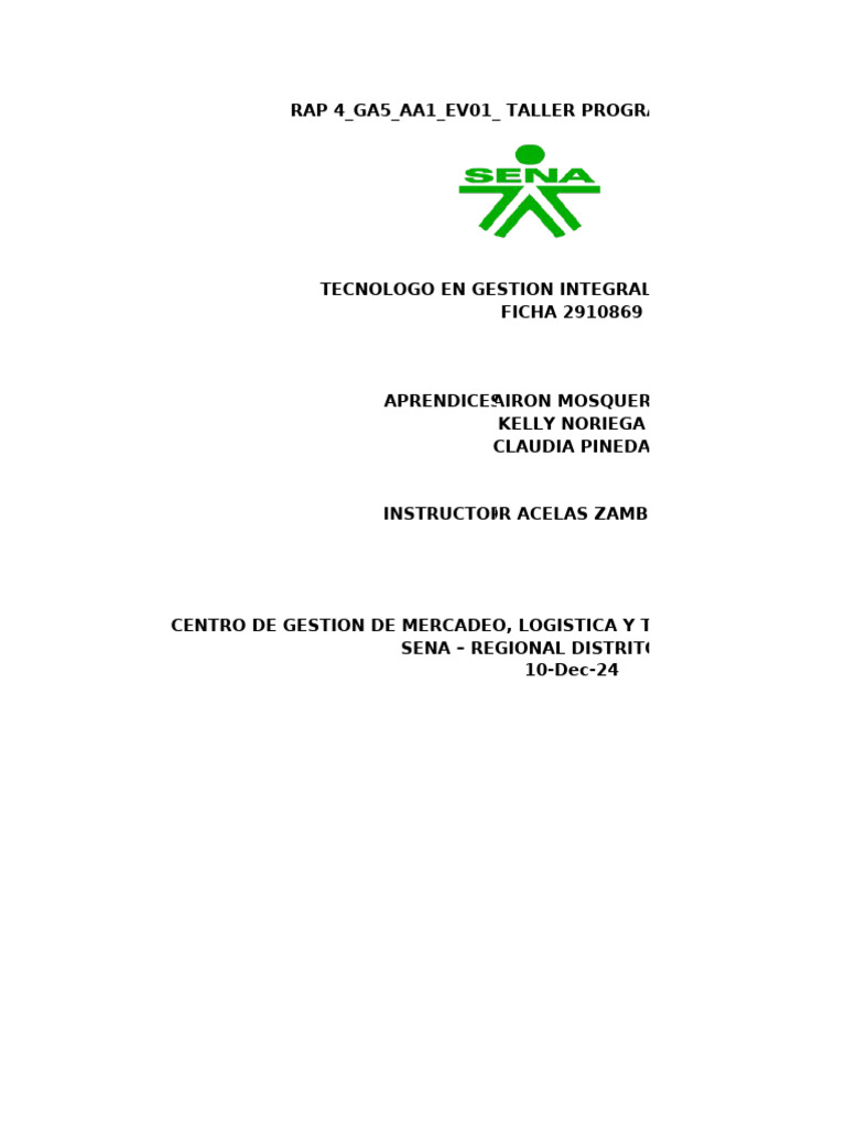 RAP 4 - GA5 - AA1 - EV01 - Taller Programación de Carga. | PDF ...