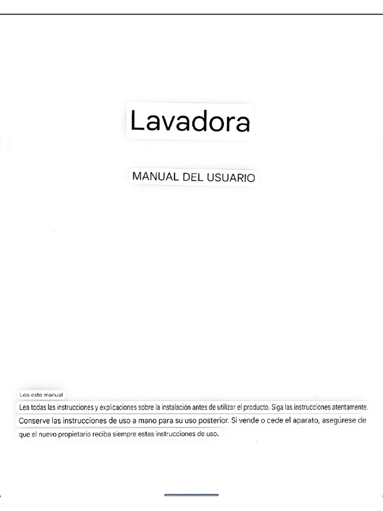 Manual Lavadora LRI-8FCR Español | PDF